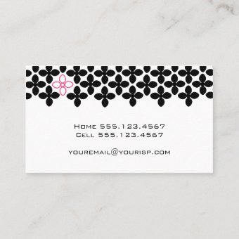 Black and Pink Flower Mom Calling Card | Zazzle