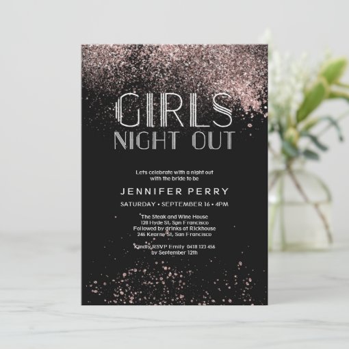 Black and pink glitter girls night out Invitation | Zazzle
