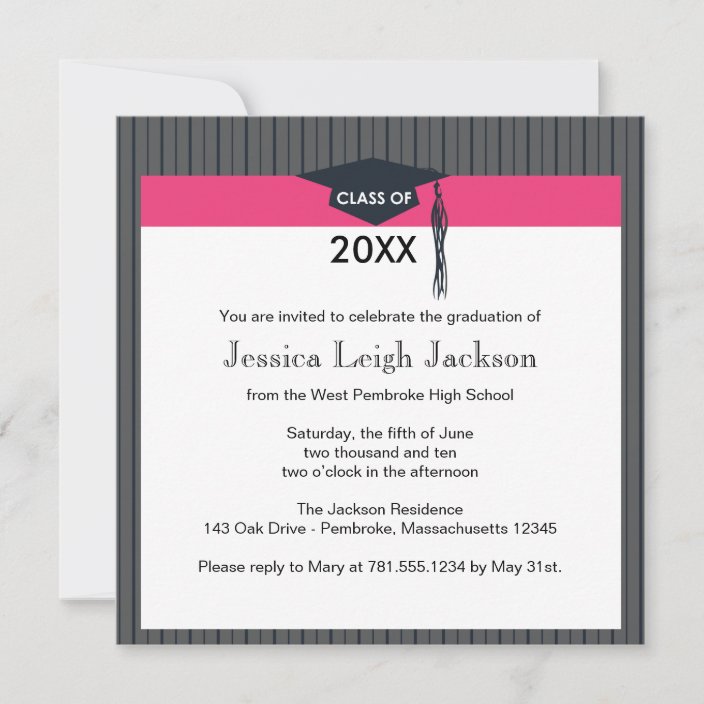 Black and Pink Graduation Cap Invitation | Zazzle.com
