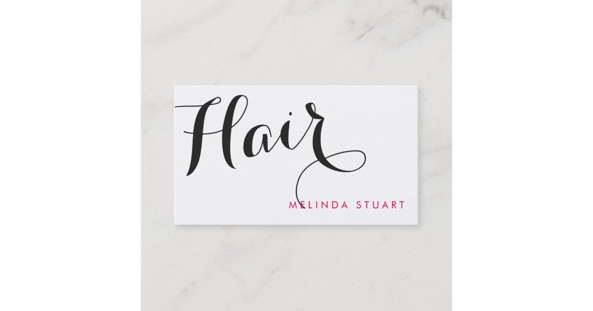 Black and Pink Modern Typography Hair Stylist Business Card | Zazzle