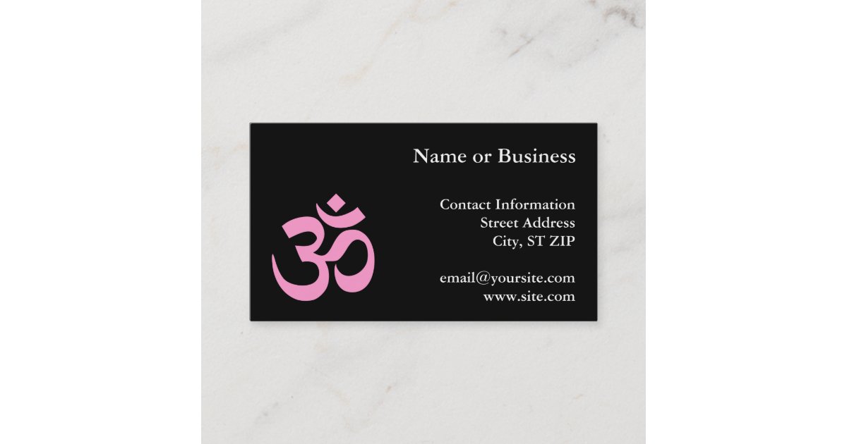 Black and Pink Om Symbol Business Card | Zazzle