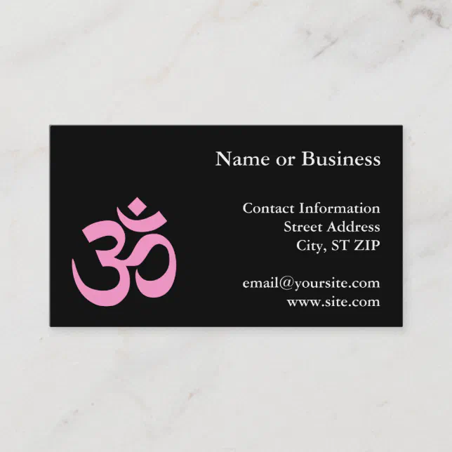 Black and Pink Om Symbol Business Card | Zazzle