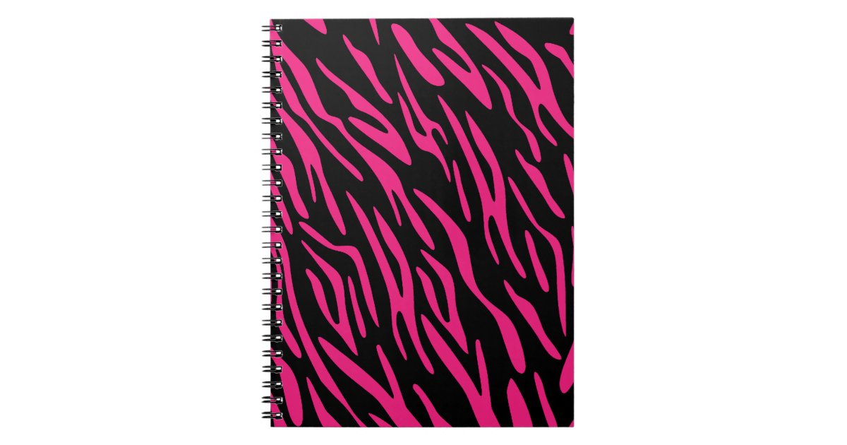 Black and Pink Zebra Stripe Spiral Notebook | Zazzle