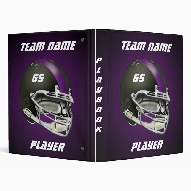 Black and Purple Football Helmet Playbook Binder | Zazzle