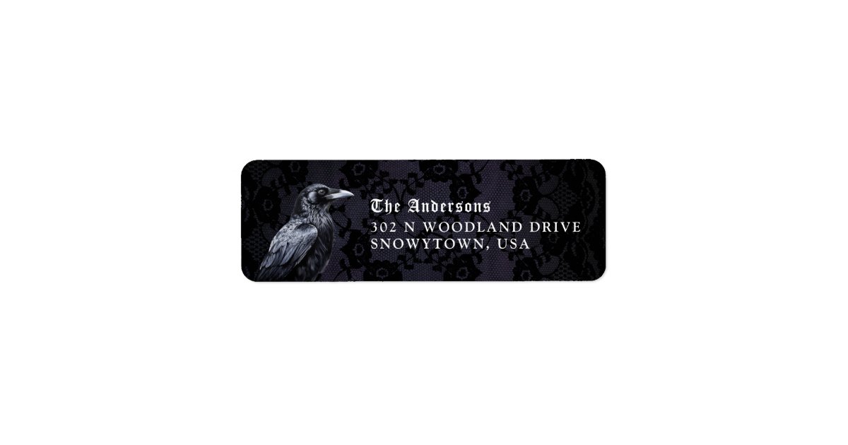 Black and Purple Gothic Raven Label | Zazzle