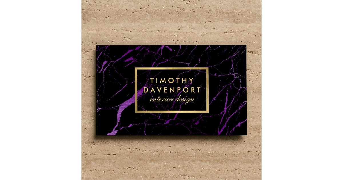 Black and Purple Marble Designer Business Card | Zazzle