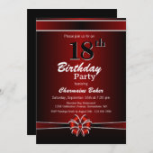 Black and Red 18th Birthday Party Invitation | Zazzle