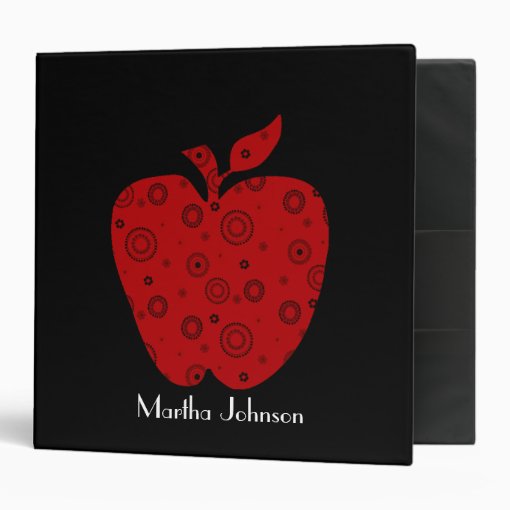 Black and Red Apple Teacher's Class Planner 3 Ring Binder | Zazzle