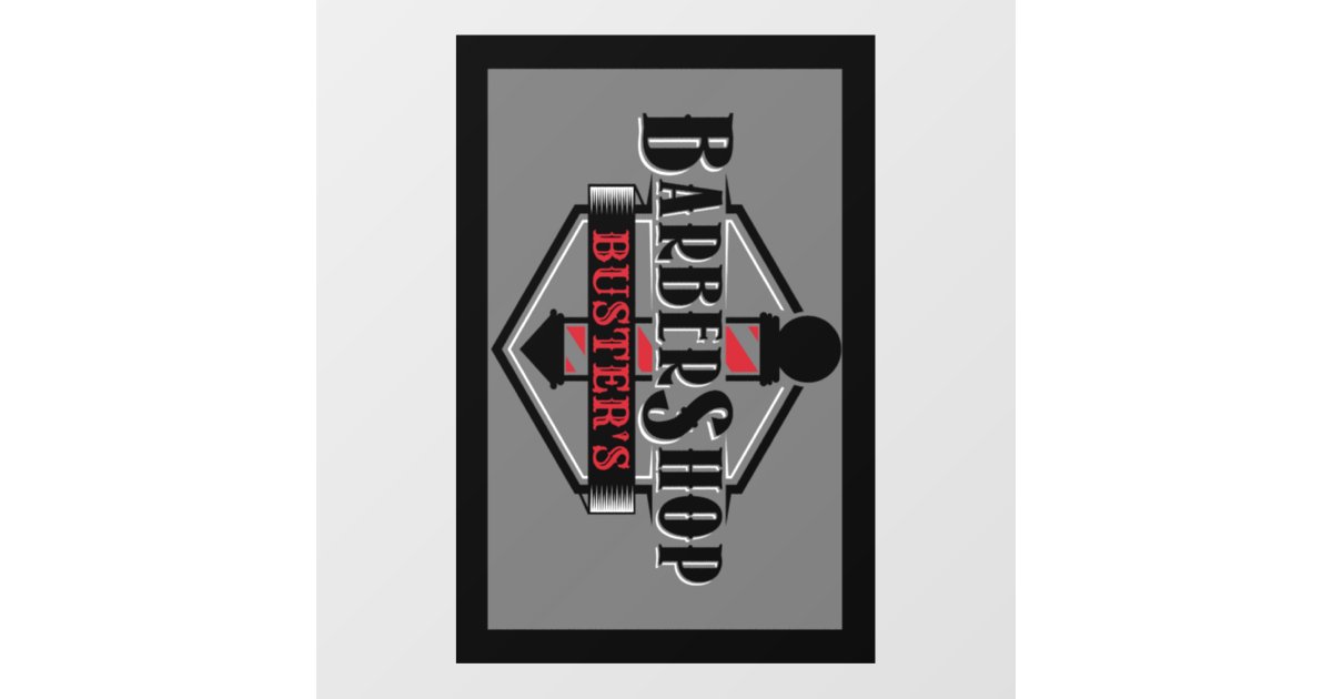 Black and Red Barber Logo Personalize 24" x 36" Floor Decals | Zazzle