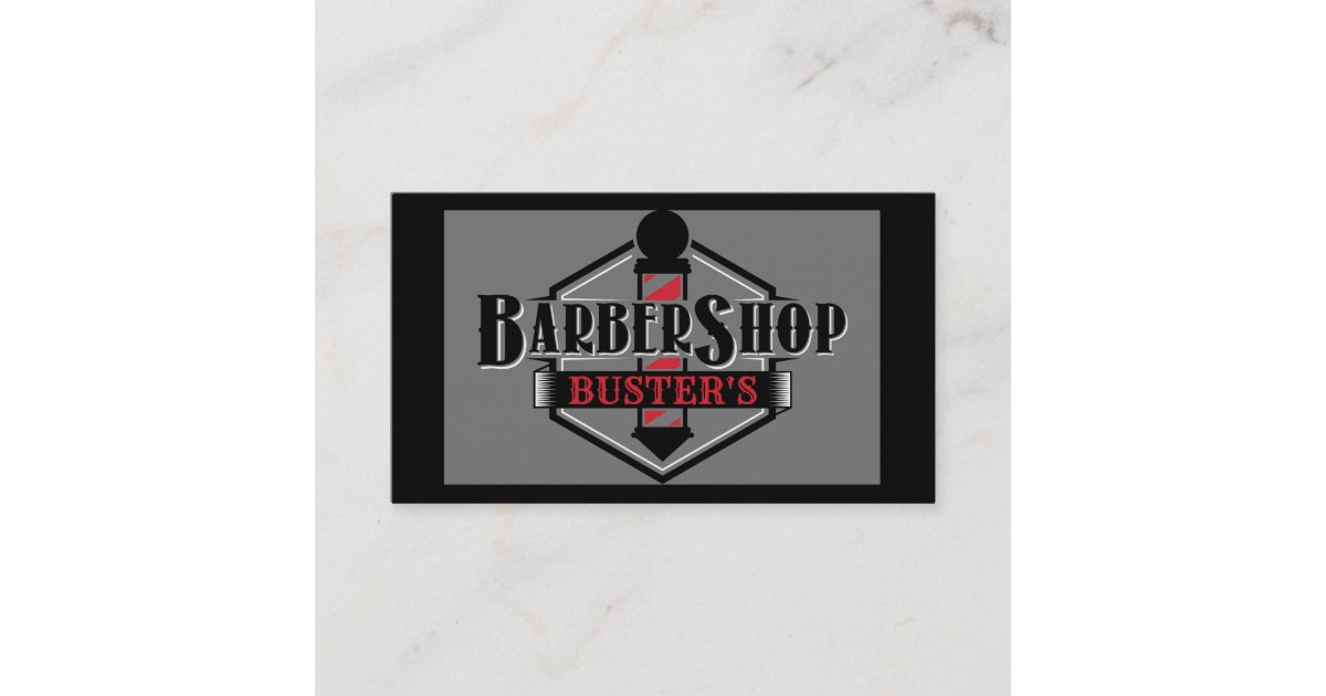 Black and Red Barber Logo Personalize Business Card | Zazzle