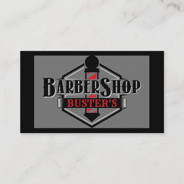 Black and Red Barber Logo Personalize Business Card | Zazzle