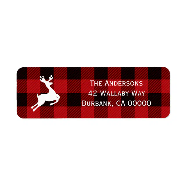 Black and Red Buffalo Plaid Address Label | Zazzle