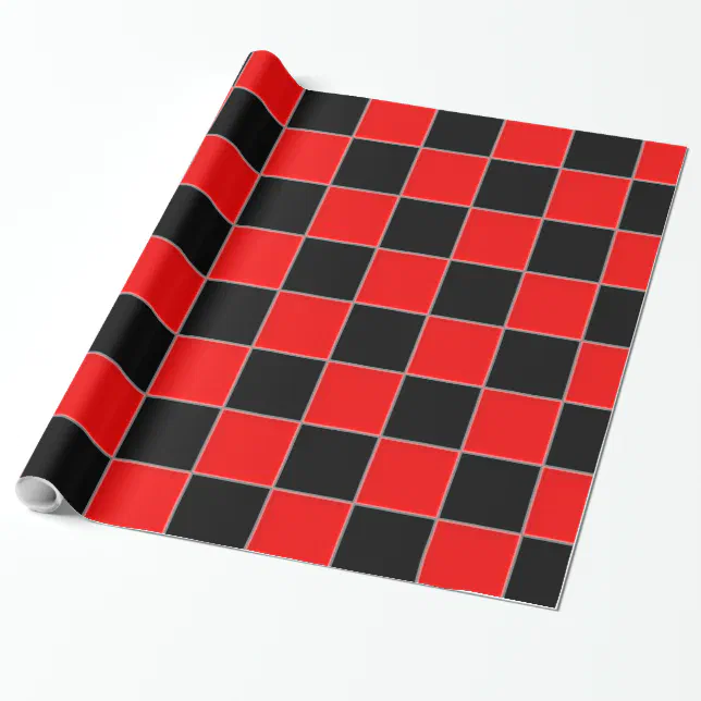 Black and Red Checker Wrapping Paper | Zazzle