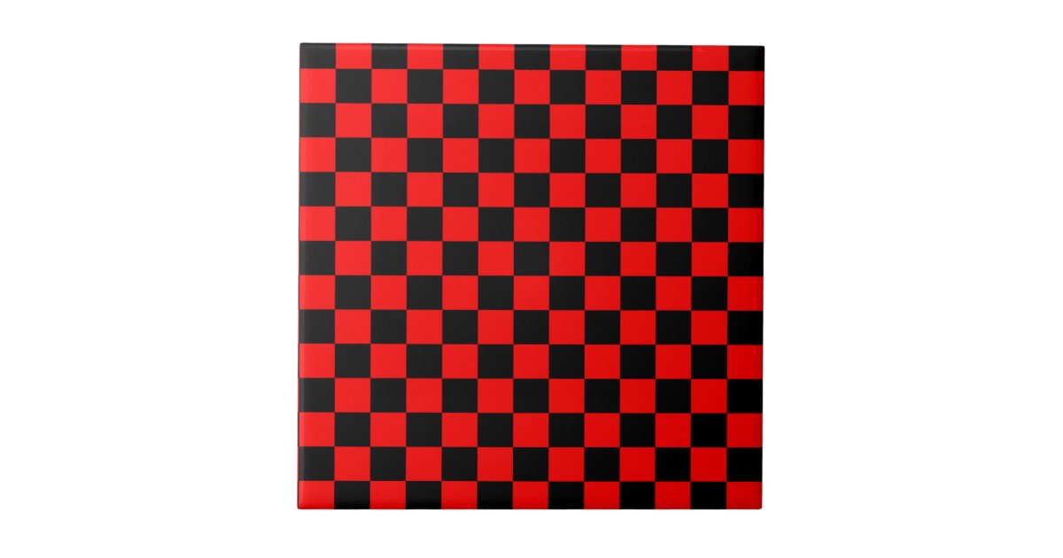 Black and Red Checkerboard Ceramic Tile | Zazzle