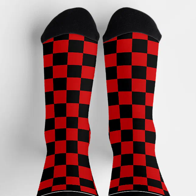 Black and Red Checkered Pattern Crew Socks | Zazzle