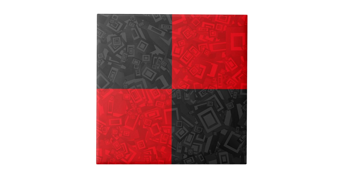 Black and Red Checkered Pattern Small Ceramic Tile | Zazzle