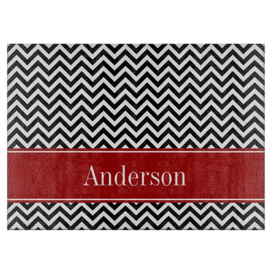 Black and Red Chevron Pattern Personalized Cutting Board | Zazzle.com