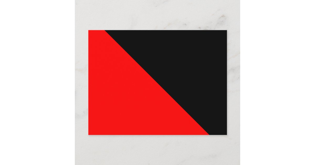 Black and Red diagonal flag Postcard | Zazzle