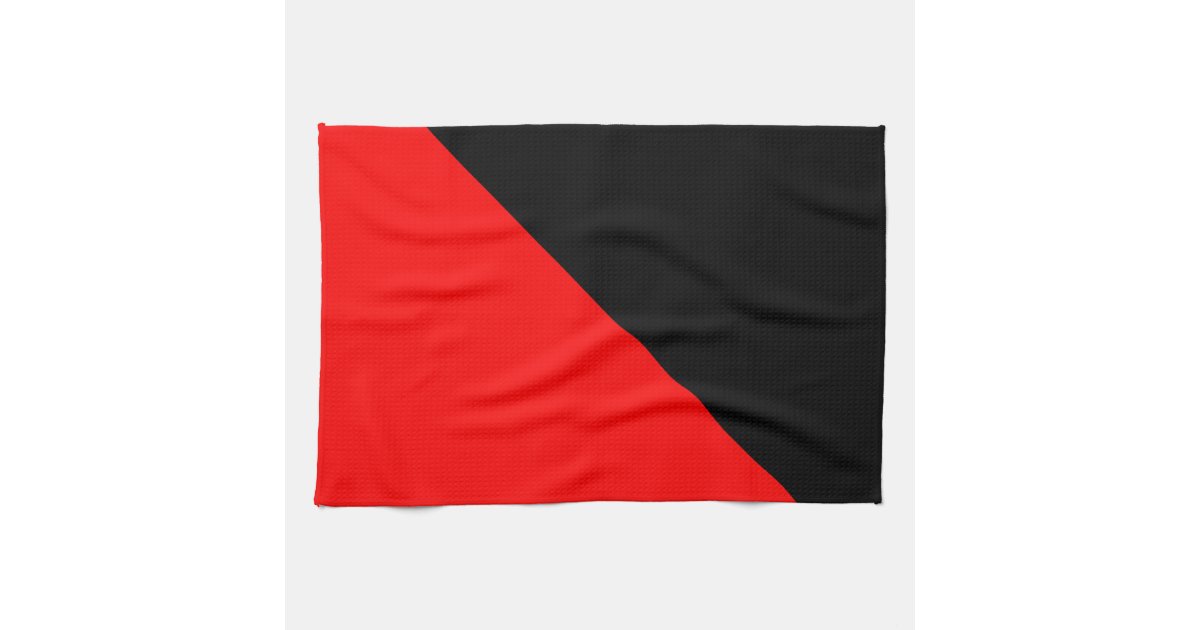 Black and Red diagonal flag Towel | Zazzle