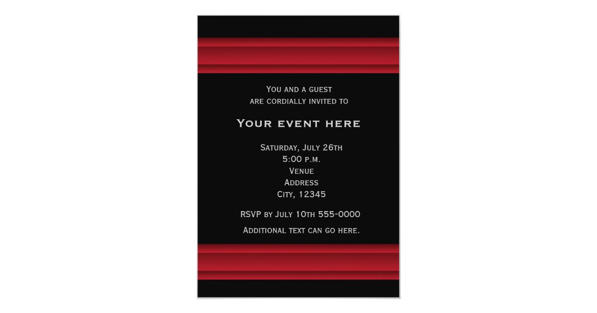 Black and Red Elegant Party Event Invitation | Zazzle.com
