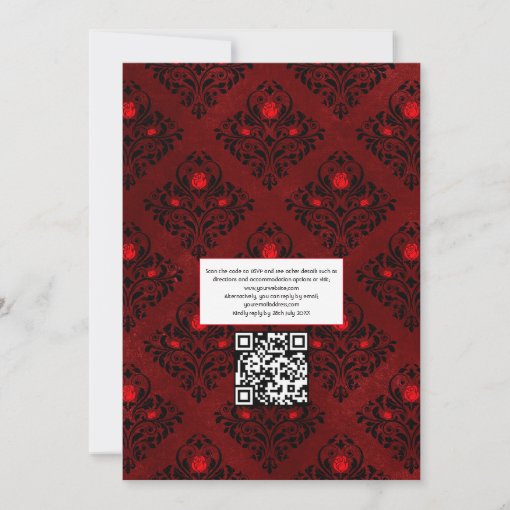 Black and Red Floral Gothic Wedding QR Code Invitation | Zazzle