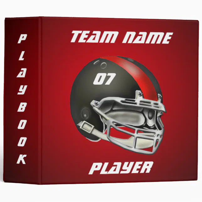 Black and Red Football Helmet Binder | Zazzle