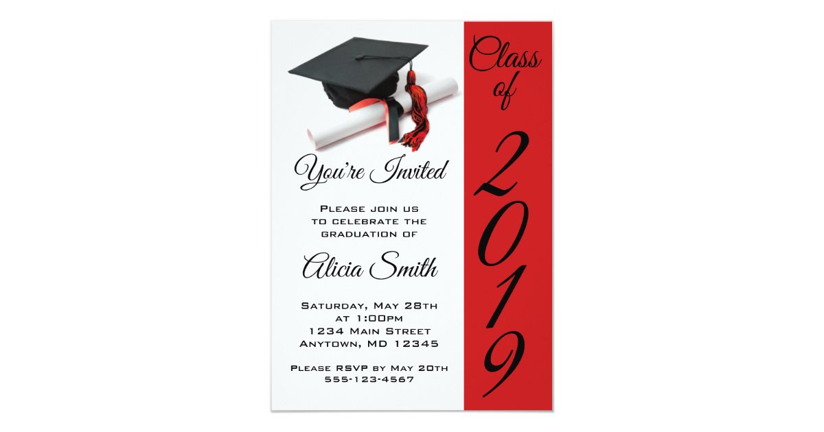 Black and Red Graduation Cap and Tassel Invitation | Zazzle.com