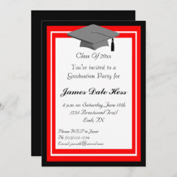 Black And Red Graduation Party Invitation | Zazzle