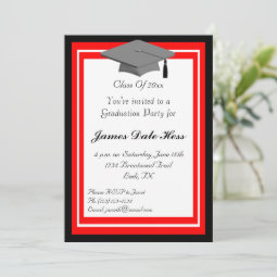 Black And Red Graduation Party Invitation | Zazzle