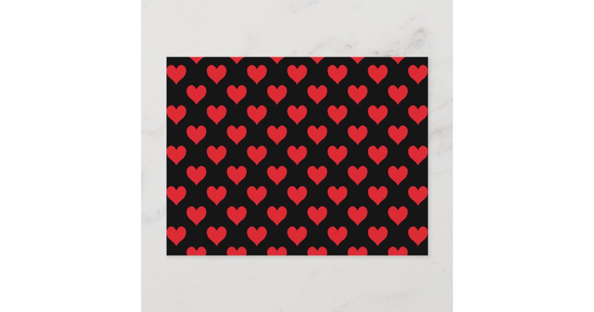 Black and Red Heart Pattern Postcard | Zazzle