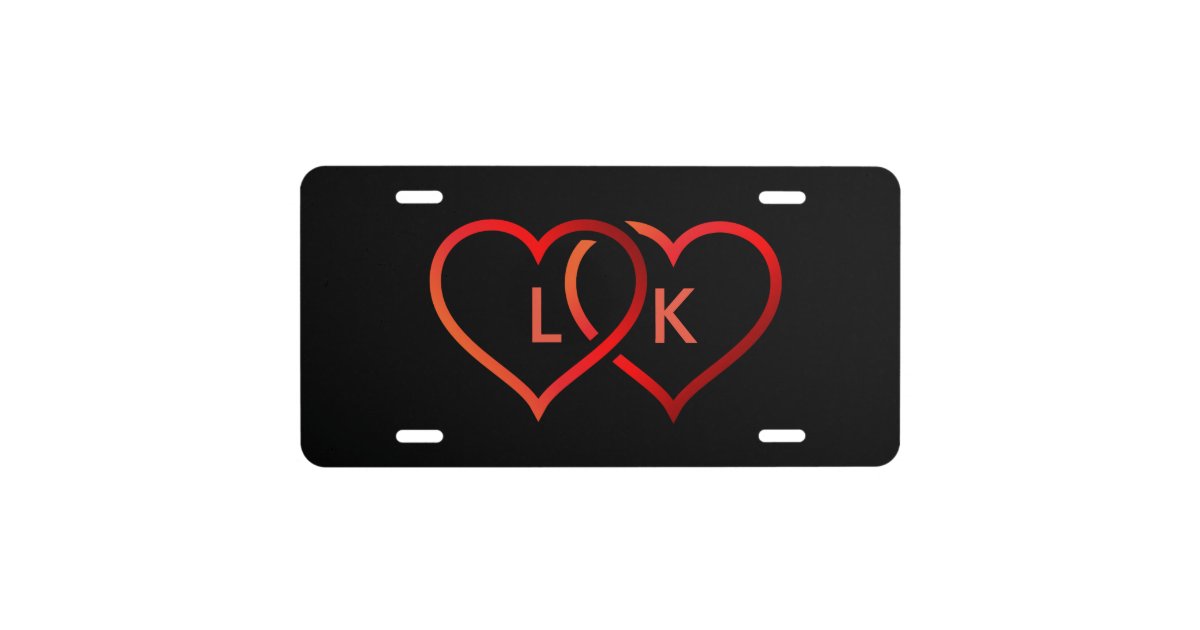 Black And Red Hearts License Plate | Zazzle