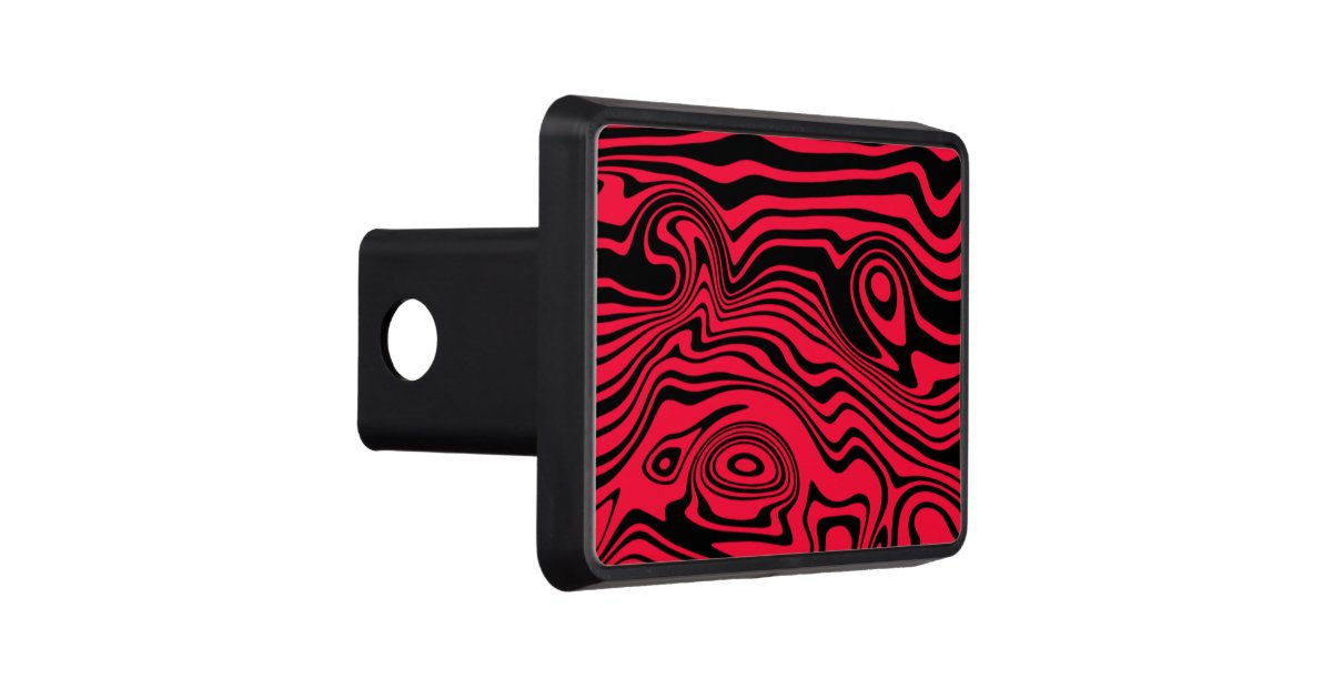 Black and Red Hitch Cover Art Waves - Choose Color | Zazzle
