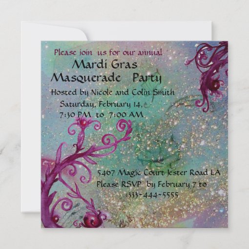BLACK AND RED JESTER MASK ,Masquerade Party Silver Invitation | Zazzle