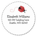 Black and Red Ladybug Round Address Sticker Label | Zazzle