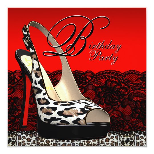 Black and Red Leopard Birthday Party Invitations | Zazzle.com