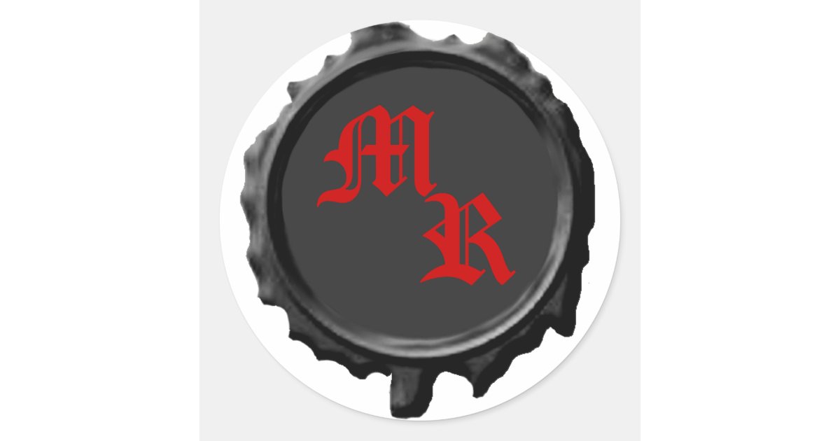 Black and Red Monogram Seal Wedding Stickers | Zazzle