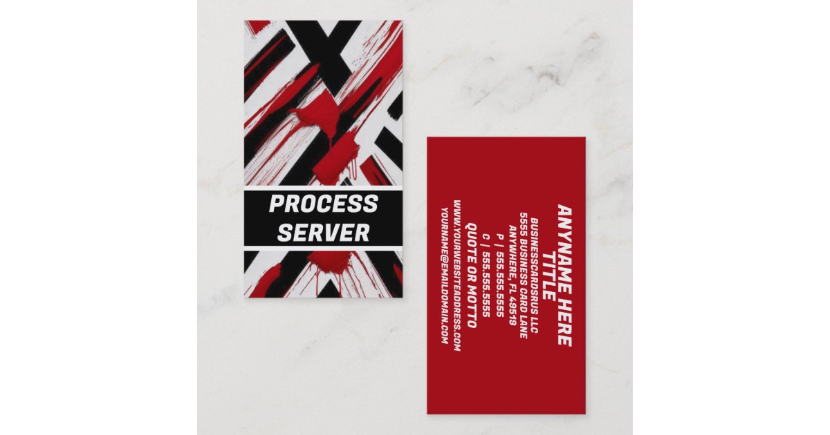 Black and Red Process Server Business Card | Zazzle