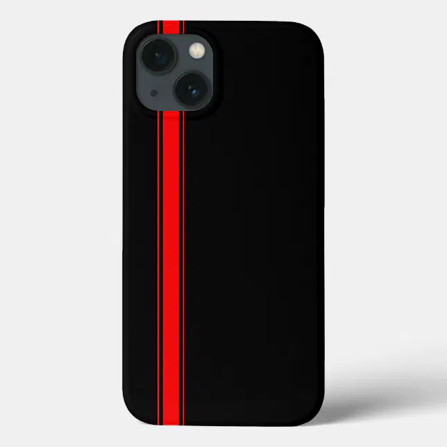 Black and Red Racing Stripe Case-Mate iPhone Case | Zazzle