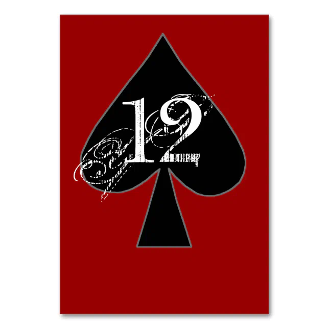Black and Red Spades Custom Table Number | Zazzle