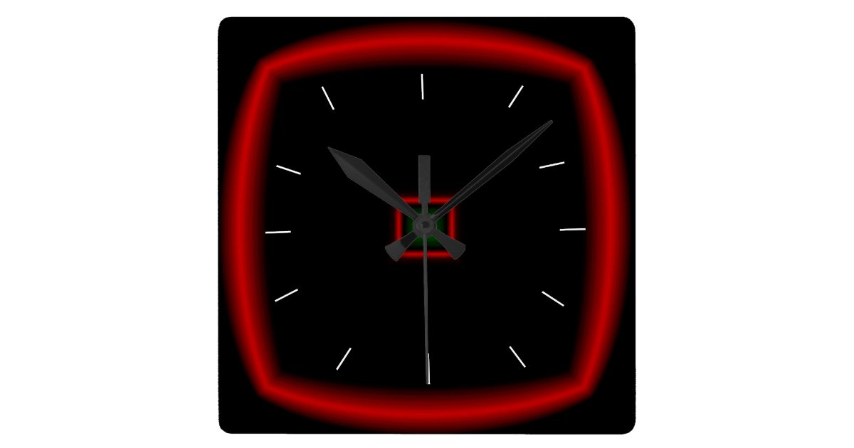 Black and Red > Square Clock | Zazzle.com