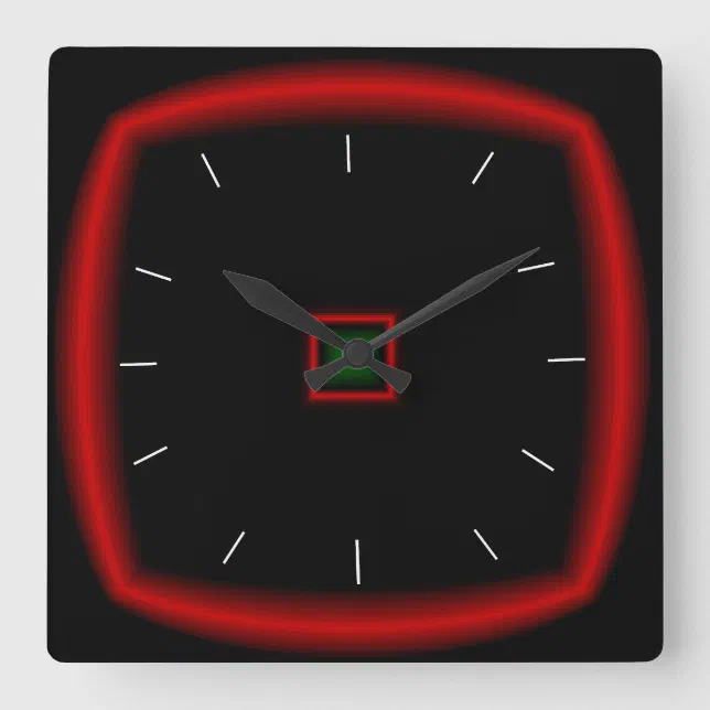 Black and Red > Square Clock | Zazzle