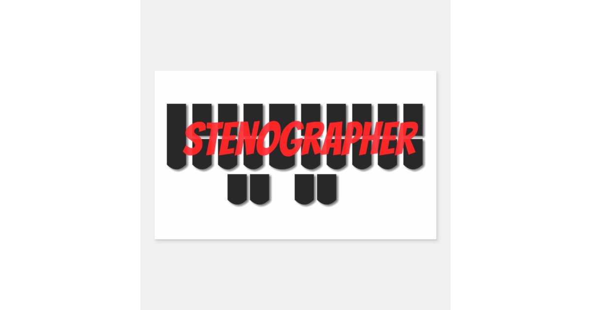 Black and Red Stenographer Steno Machine Keys Rectangular Sticker | Zazzle