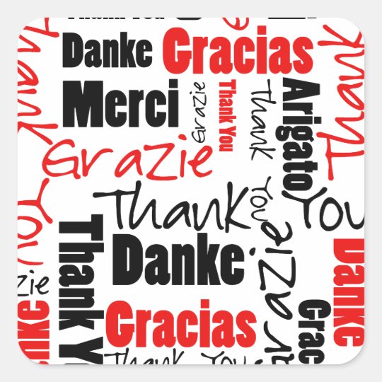 Black and Red Thank You Word Cloud Square Sticker | Zazzle.com