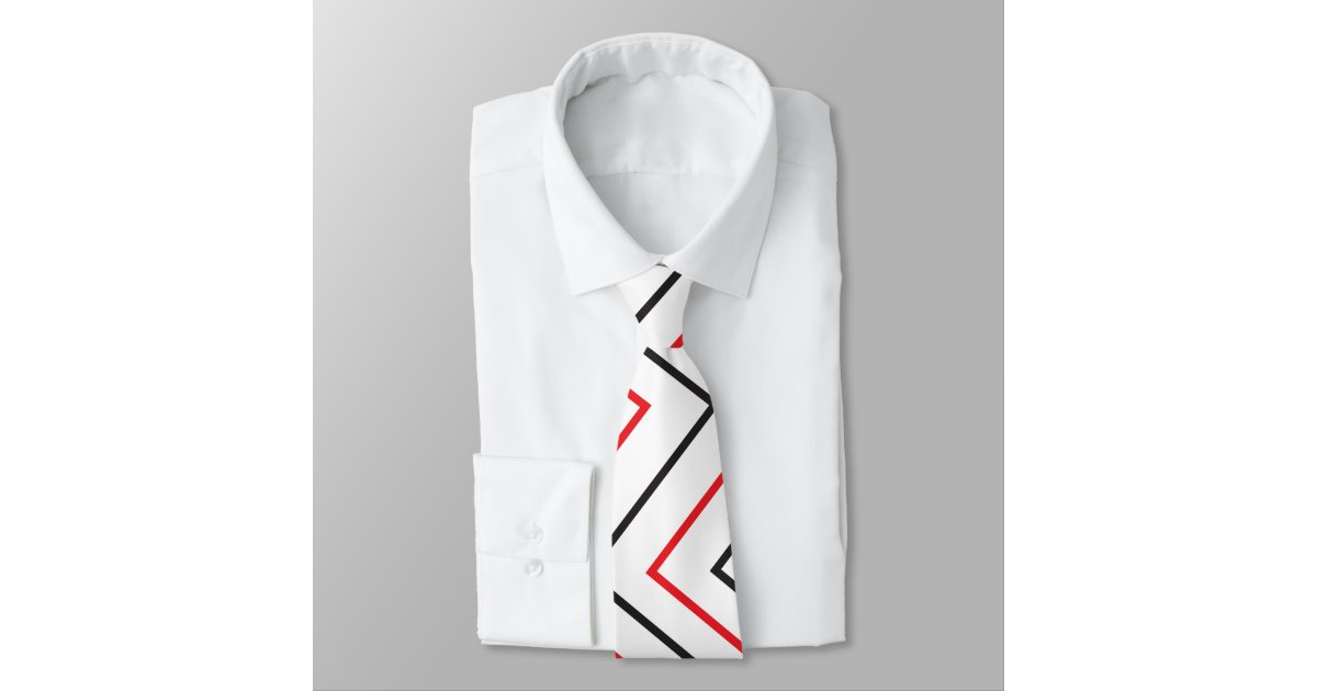 Black and Red Vertical Chevron Stripe Pattern Neck Tie | Zazzle