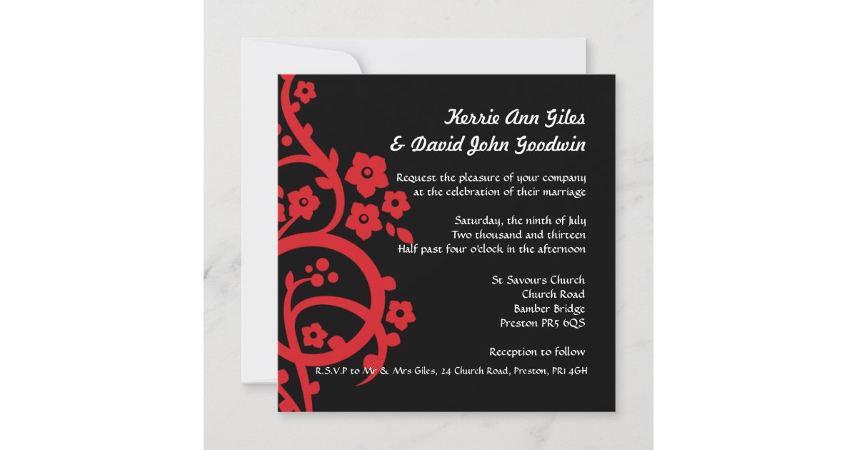 Black and Red Wedding Invitation | Zazzle