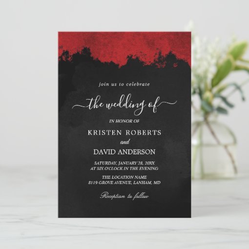 black and red wedding invitation | Zazzle