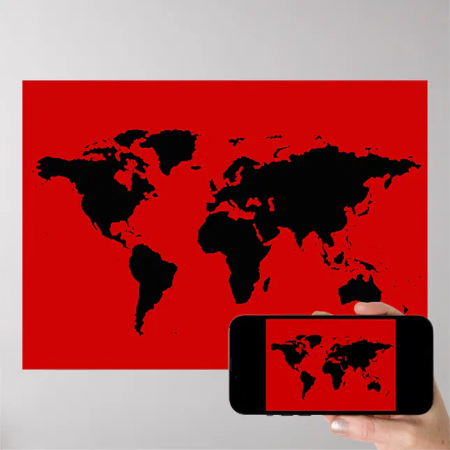 black and red world map poster | Zazzle