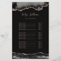 Black and rose gold agate price list flyer | Zazzle