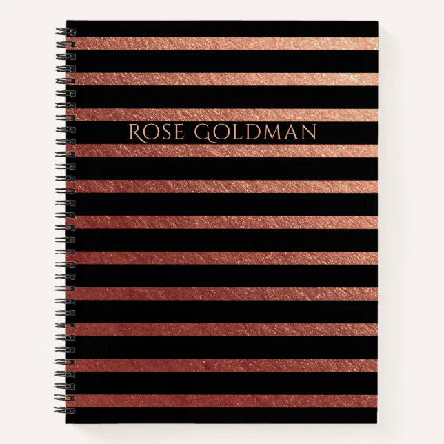 Black and Rose Gold Foil Personalized Notebook | Zazzle
