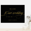 Black and Shiny Calligraphy Wedding Welcome Sign | Zazzle